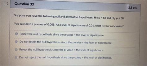 solved suppose you have the following null and alternative