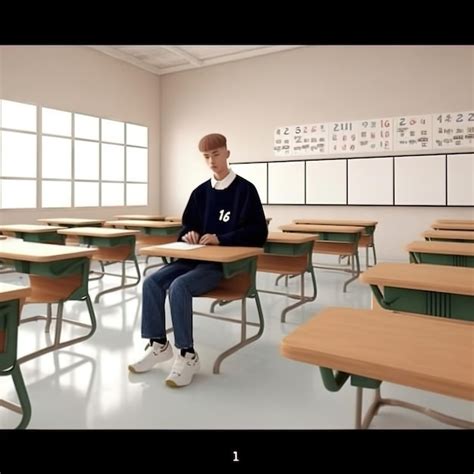 A Man Sits In A Classroom With A Number 4 On His Shirt Premium Ai
