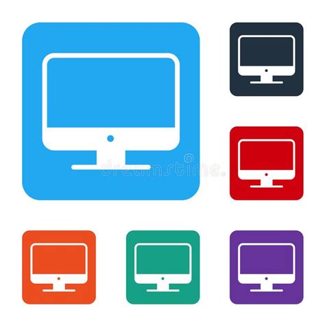 White Computer Monitor With Plus Content Icon Isolated On White Background Age Restriction