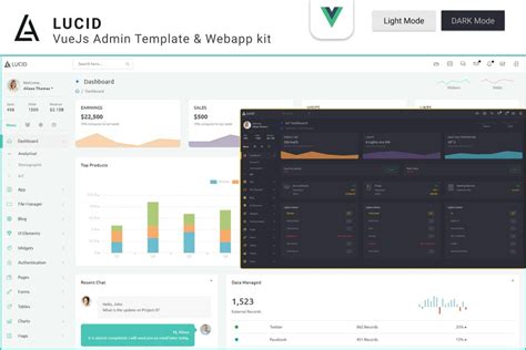 lucid vuejs admin template and webapp kit vuejs admin template prime