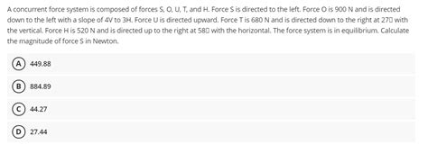 Solved A Concurrent Force System Is Composed Of The Chegg Com