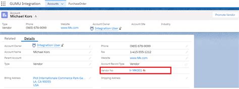Gumu™ Features Add On Promoting Salesforce Account As A Vendor To Sage 300