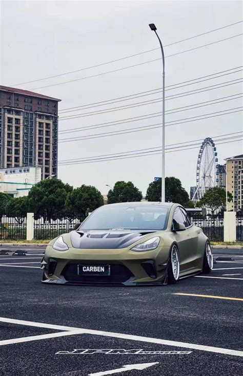Robot Tesla Model 3 Hacker Widebody Front Bumper And Front Lip Aero