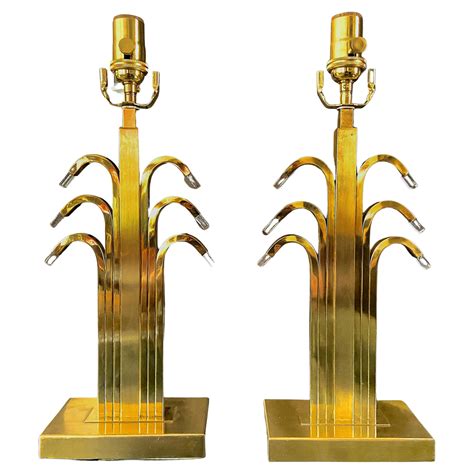 Pair Of Art Deco Brass Table Lamps For Sale At 1stdibs