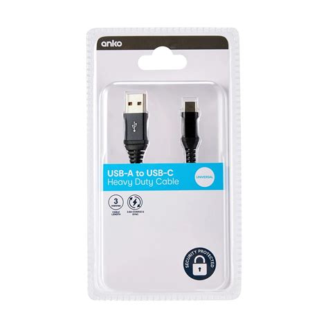 Usbc Heavy Duty Cable 3m Black Kmart Nz