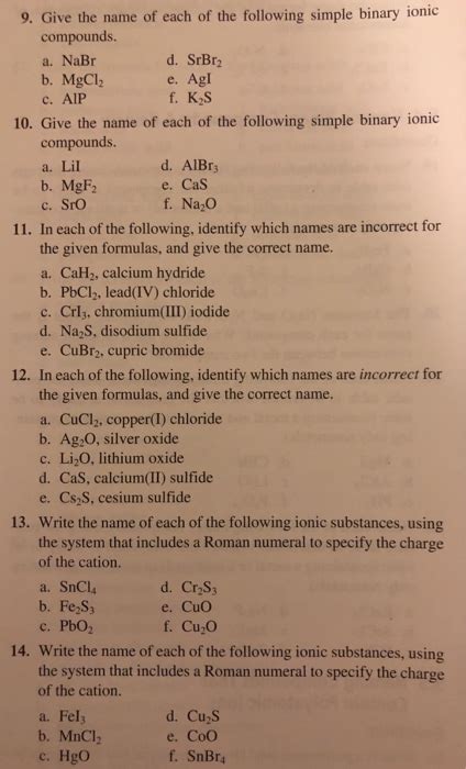 solved give the name each of the following simple binary