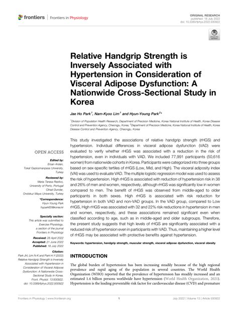 Pdf Relative Handgrip Strength Is Inversely Associated With Hypertension In Consideration Of
