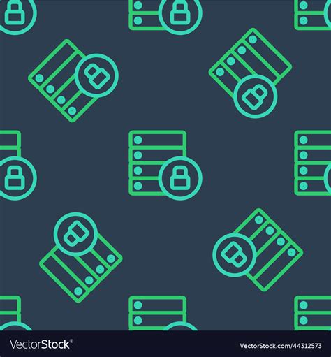 Line Server Security With Closed Padlock Icon Vector Image