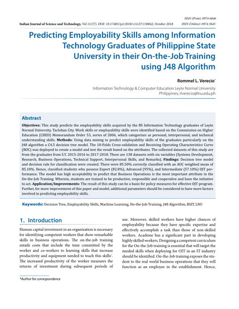 Pdf Predicting Employability Skills Among Information Technology