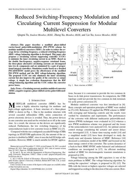 reduced switching frequency modulation and circulating current