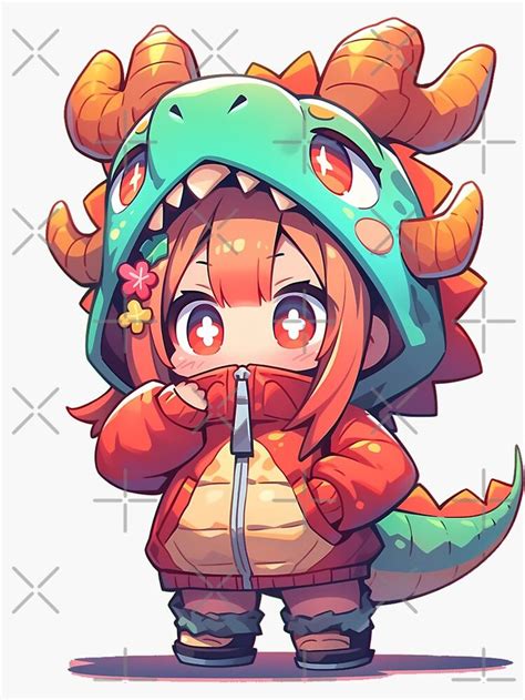 Chibi Girl In Dragon Hoodie Sticker For Sale By Mannyphy Chibi