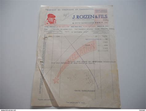 France Paris 1954 Fabrique De Chapeaux Et Casquettes J Roizen