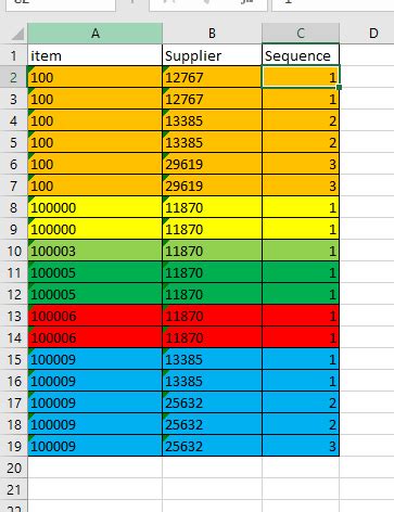 How To Create A Sequence Number In Excel Using Based On Two Columns With Primary And Secondary