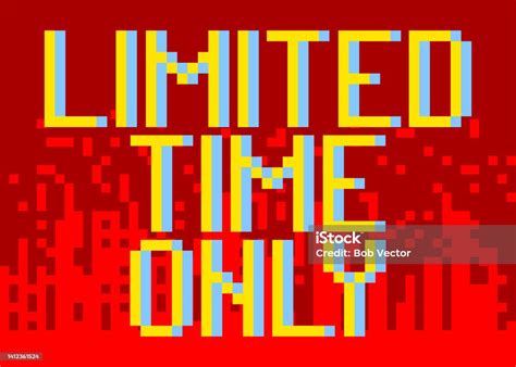 제한된 시간 만 기하학적 그래픽 배경이 있는 픽셀화된 단어입니다 Brand Name Video Game에 대한 스톡 벡터 아트 및 기타 이미지 Brand Name