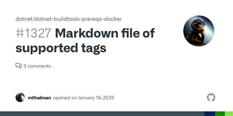 Markdown File Of Supported Tags · Issue 1327 · Dotnetdotnet