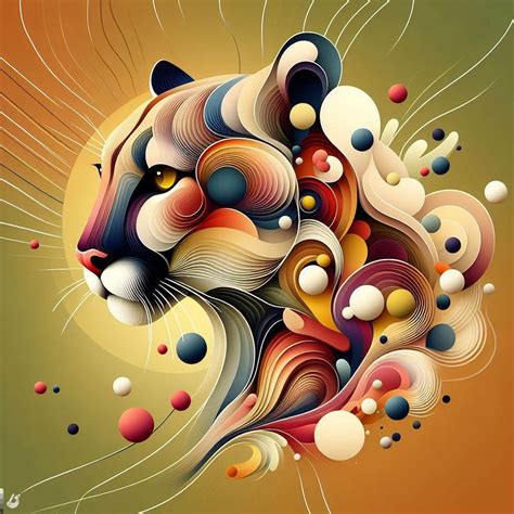 cougar colorful vibrant 3d abstract etsy
