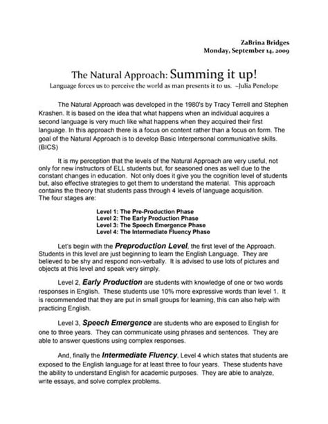 The Natural Approach Summing It Up Pdf