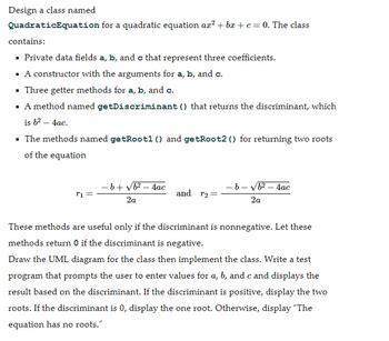 Answered Design a class named QuadraticEquation for a quadratic equation ax² bx c The