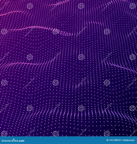 Grid Distorted Effect Dots Mesh With Waves Abstract Background Stock Vector Illustration Of