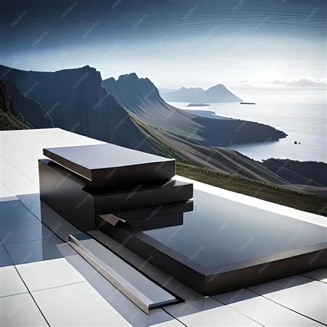 Premium Photo Blue Product Setting Podium Rough Stone Slab Blue Concrete Floor Stone Platform