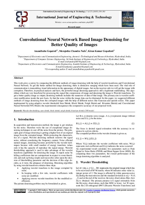 Pdf Convolutional Neural Network Based Image Denoising For Better