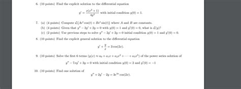 solved 6 10 points find the explicit solution to the
