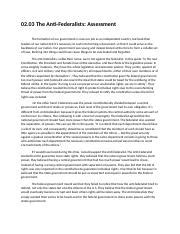 Anti Federalism Docx 02 03 The Anti Federalists Assessment The