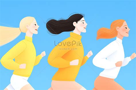 달리는 여자 일러스트 무료 다운로드 Lovepik