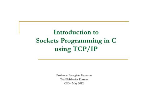 Introduction To Sockets Programming Docsity