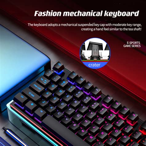 Essage Gaming Keyboard Colorful Led Backlight Usb Ergonomic Floating