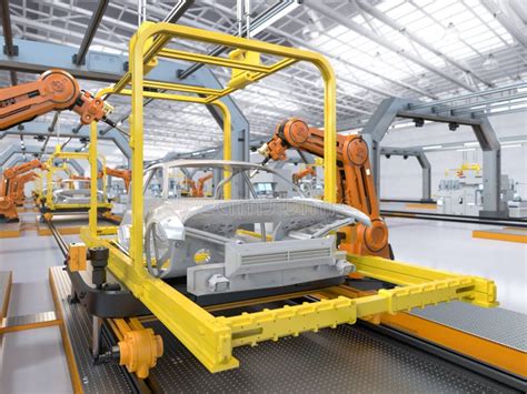 Automation Automobile Factory With Robot Assembly Line Manufacture Ev