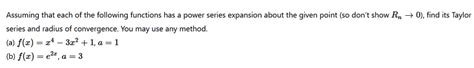 solved assuming that each of the following functions has a power