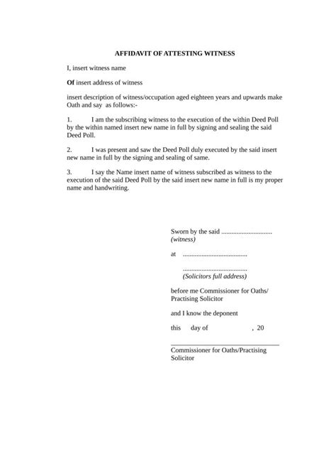 Affidavit Of Attesting Witness Form Printable Form 2024