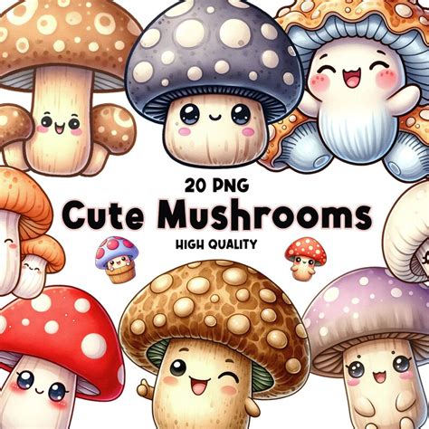 Cute Kawaii Mushrooms Etsy