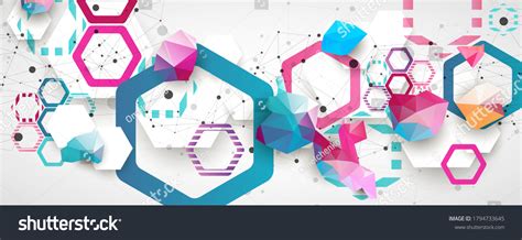 Hexagonal Geometric Array Abstract Background Science Stock Vector