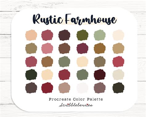 Rustic Farmhouse Procreate Color Palette Color Swatches Etsy My Xxx Hot Girl