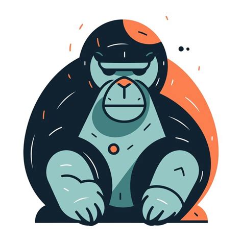 Векторная иллюстрация гориллы в плоском стиле изолирована на белом фоне Премиум векторы