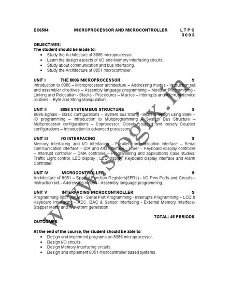 Ec6504 Microprocessor And Microcontroller Syllabus Pdf Pdf