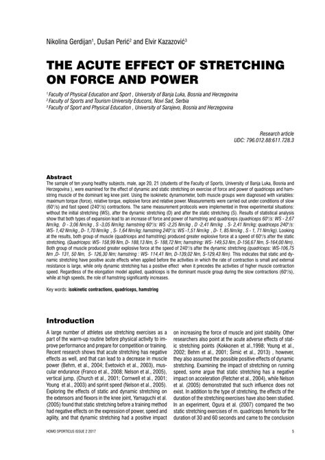 Pdf The Acute Effect Of Stretching On Force And Power