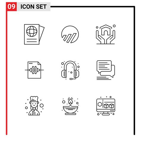 Outline Pack Of 9 Universal Symbols Of Support Communications Home Arrow Gear Editable Vector