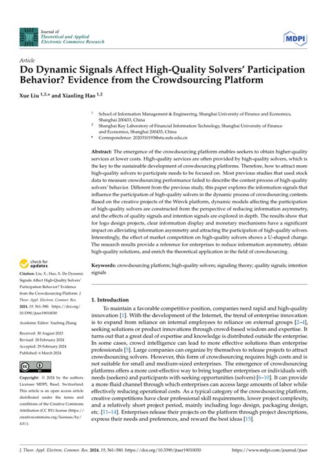Pdf Do Dynamic Signals Affect High Quality Solvers Participation Behavior Evidence From The