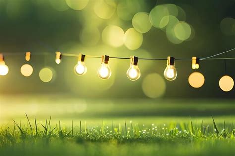 Premium Photo Lights On A String In The Grass