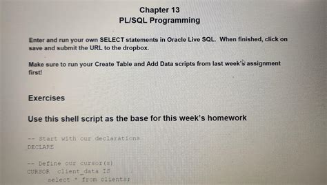 Solved Chapter 13 Plsql Programming Enter And Run Your Own