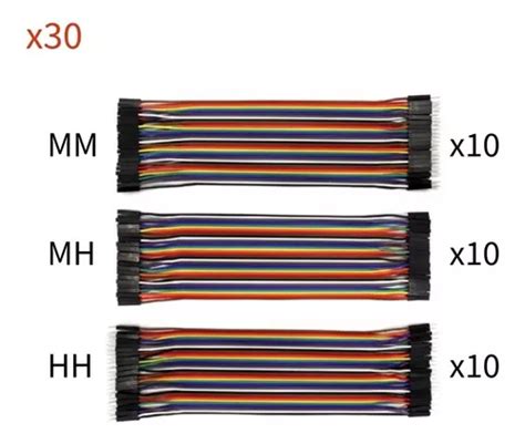 Combo 30 Cables Dupont 20 Cm Protoboard Hh Mh Mm Mercadolibre