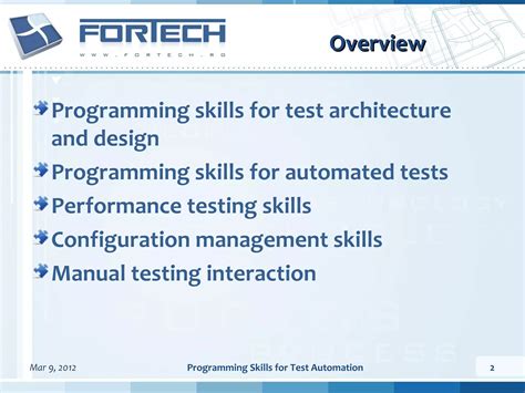 Programming Skills For Test Automation Ppt