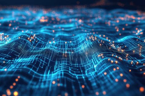 Digital Wave Patterns With Glowing Particles Abstract Technology