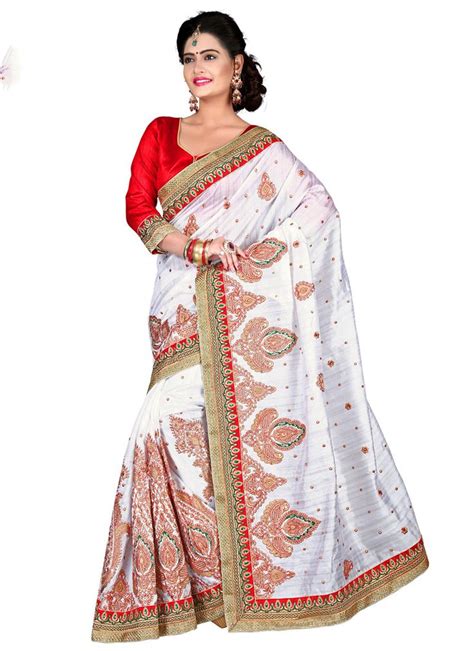 Blooming White Embroidered Designer Saree Festival Reception