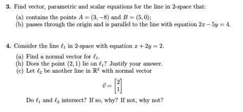solved 3 find vector parametric and scalar equations for