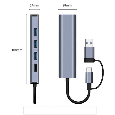 Usb 30 유형 C 허브 5 In 1 멀티 어댑터 도킹 스테이션 Macbook 노트북 컴퓨터 액세서리 용 1000m Rj45 분배기 어댑터 기가팩토리