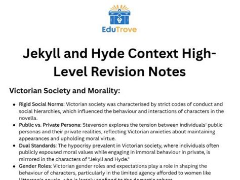 Jekyll And Hyde Context High Level Revision Notes Teaching Resources